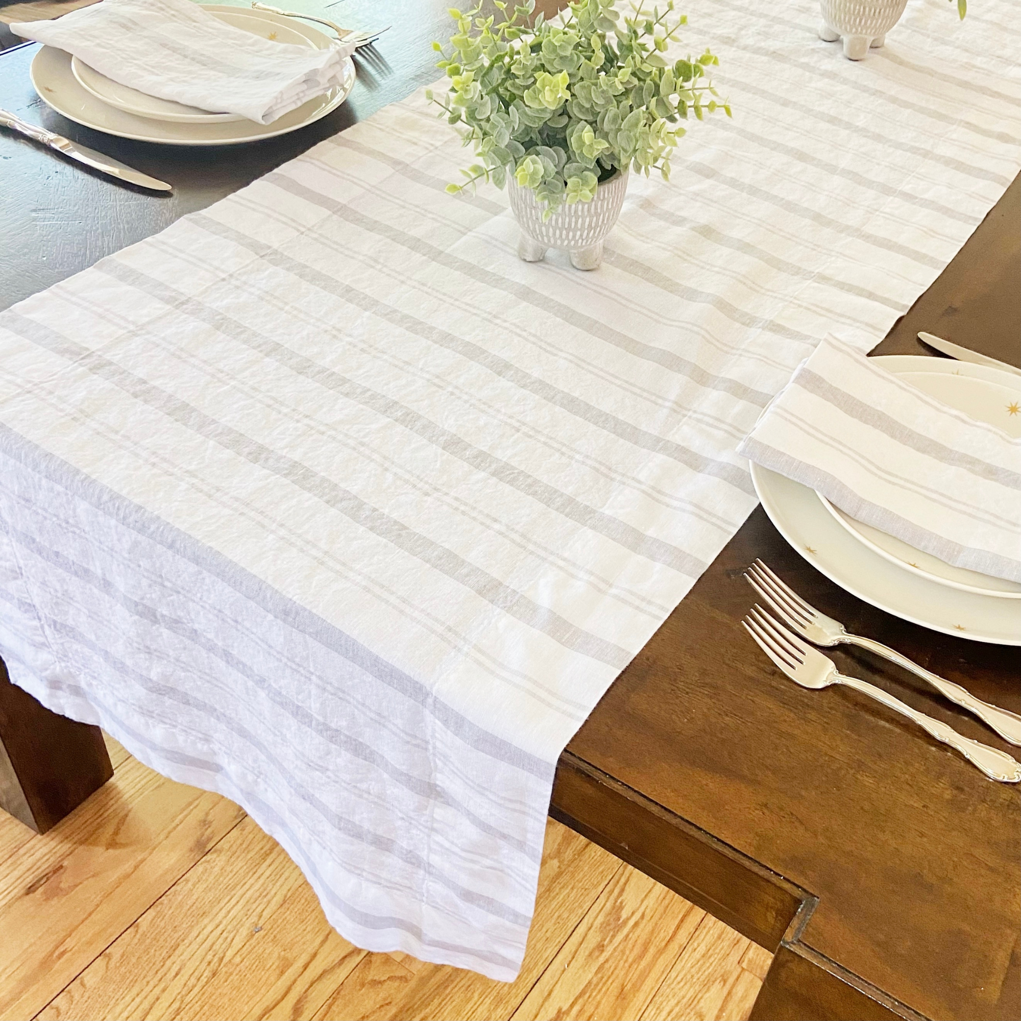 Striped Linen Table Runner | Kitchen Linen Collection